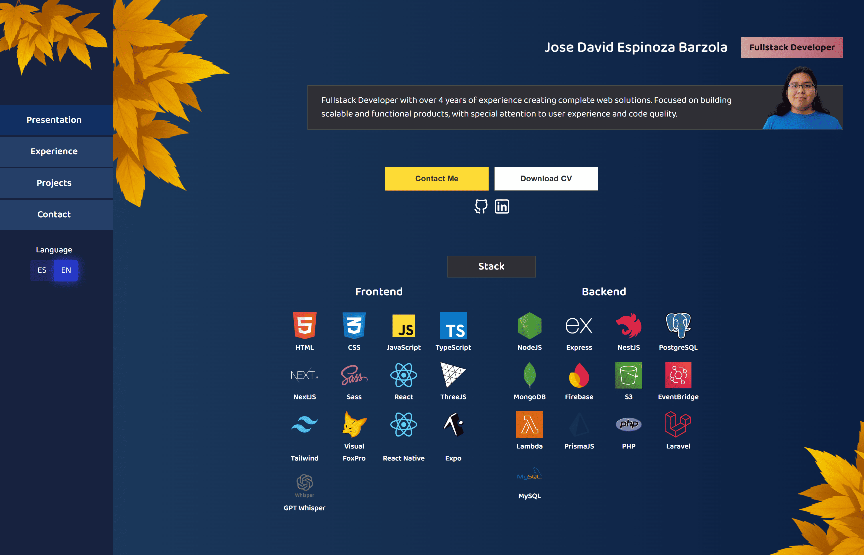 Jose David Espinoza Barzola - Fullstack Developer